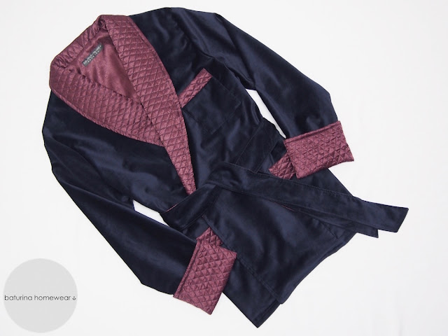 Men's Warm Velvet Dressing Gown and Smoking Jacket Robe