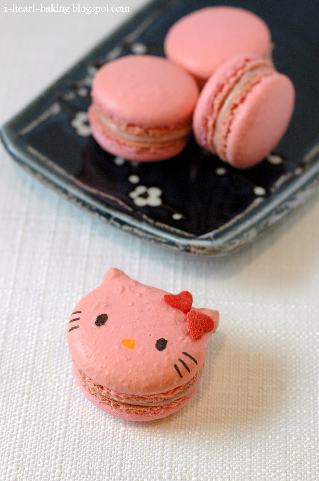 i heart baking!: rhubarb hello kitty macarons