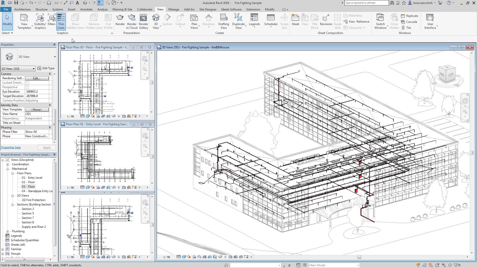 Mẫu Model Revit hệ thống Fire Fighting - Tự học Revit MEP