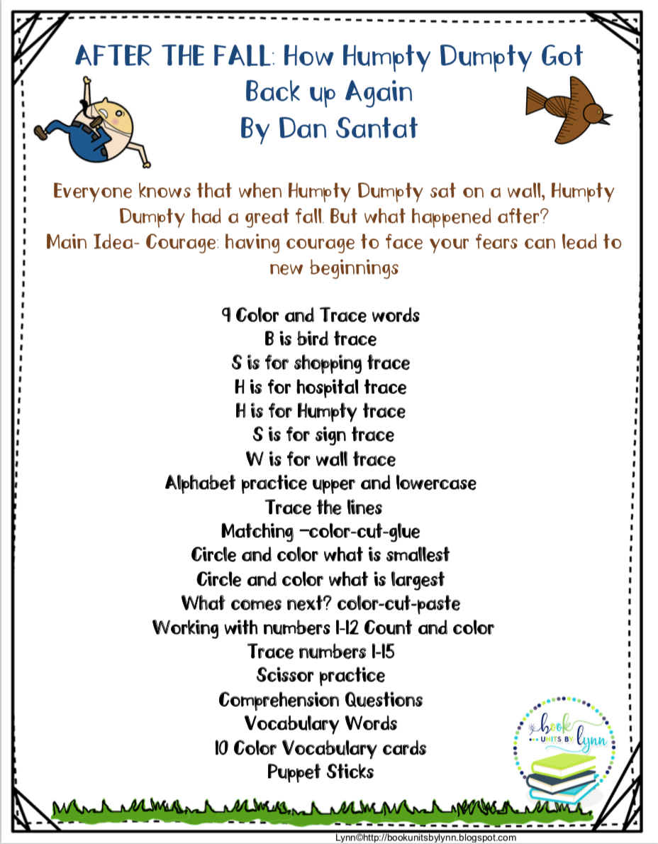 AFTER THE FALL:HOW HUMPTY GOT BACK UP AGAIN ~ Book Units by Lynn