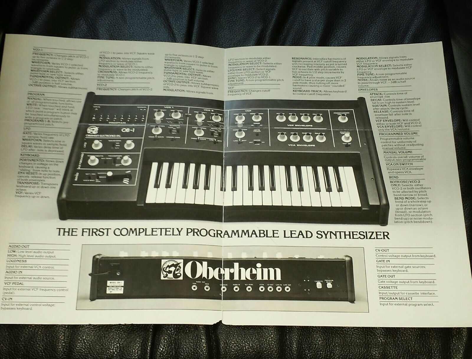 MATRIXSYNTH: Oberheim The OB1 Synthesizer brochure, semi gloss, 4 pages.