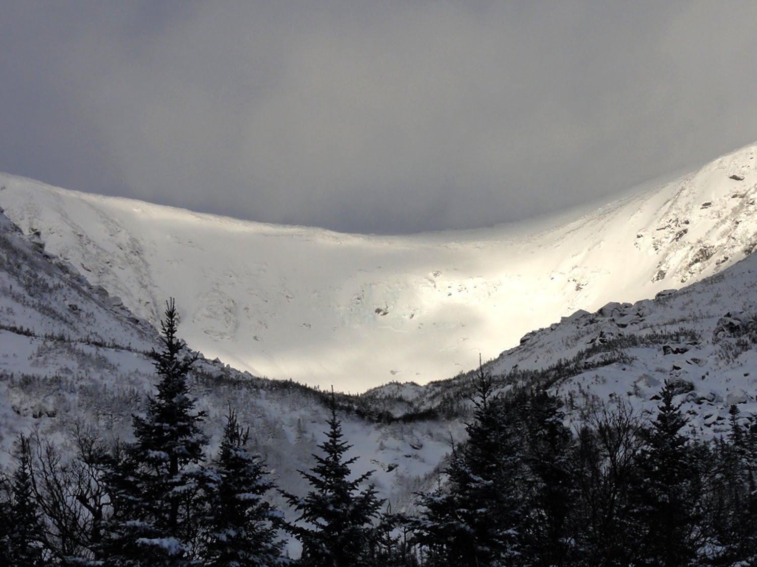 White Mountain Sojourn: 2-14-11 Snow Accumulations in Tuckermans Ravine.