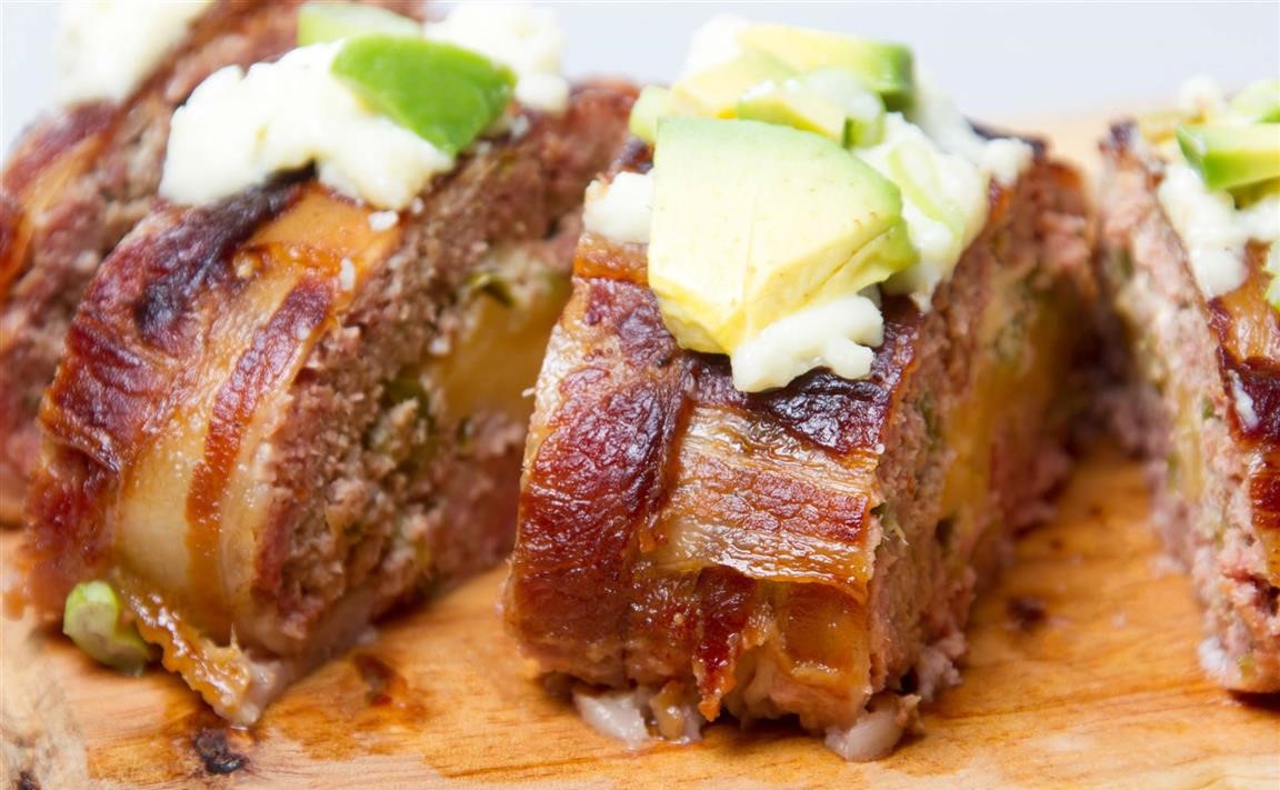 Bacon Wrapped Cheese Stuffed Meatloaf - food recipes drink favors