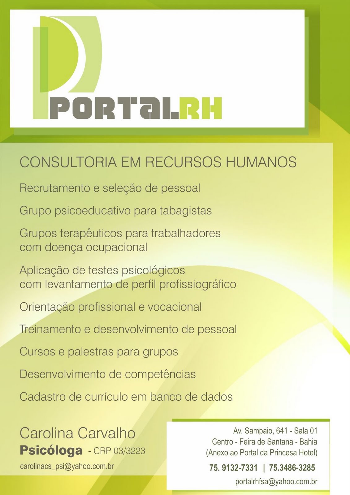Carolina Carvalho: PORTAL RH CONSULTORIA DE RECURSOS HUMANOS
