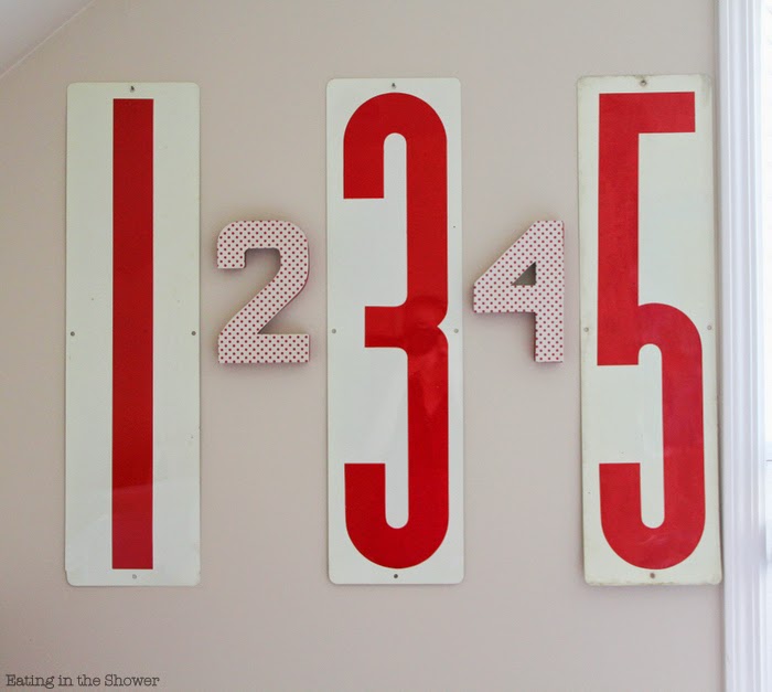 Eating in the Shower: Vintage Gas Station Numbers in the Playroom