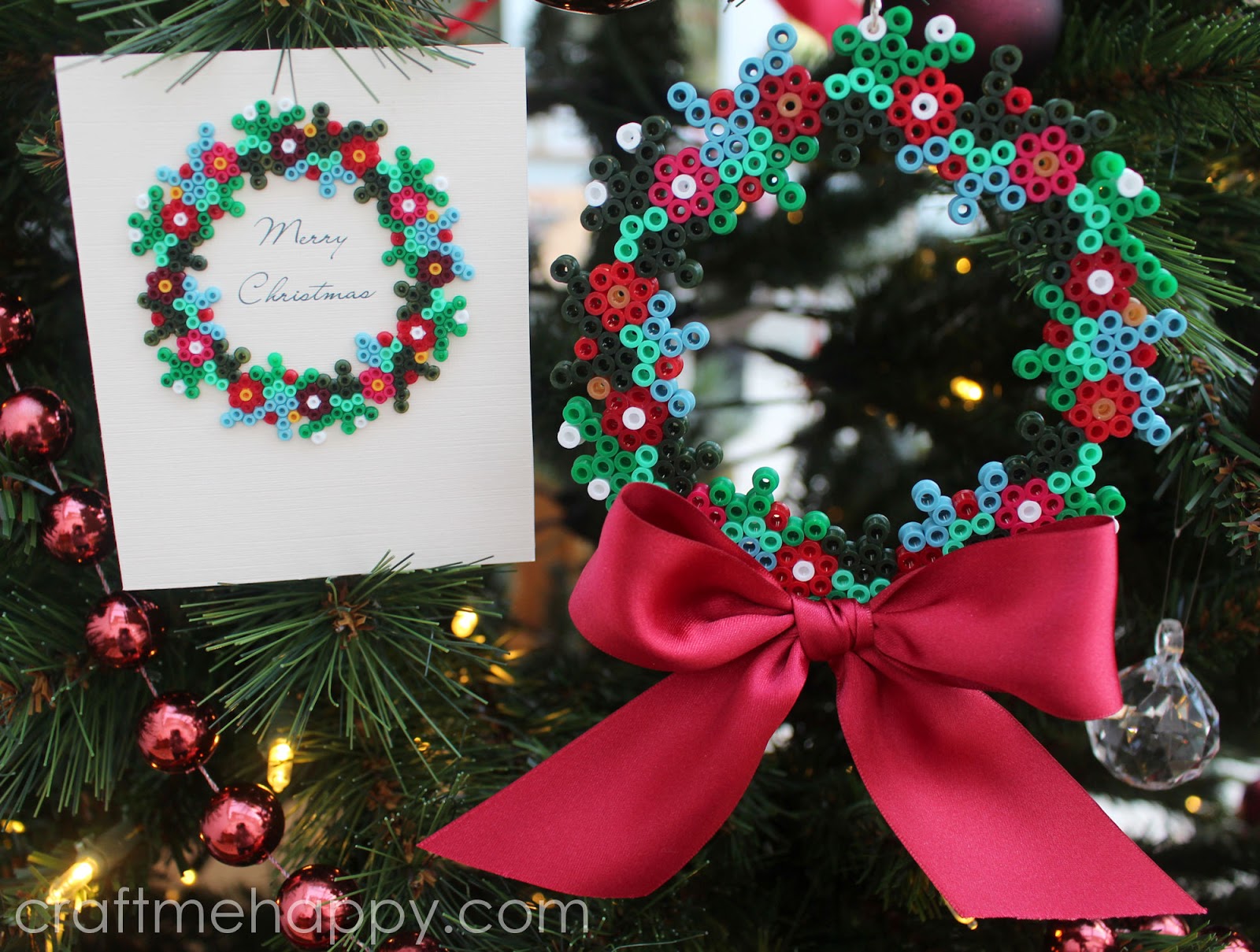 Mini Hama Bead Wreath Christmas card | Craft me Happy!: Mini Hama Bead ...