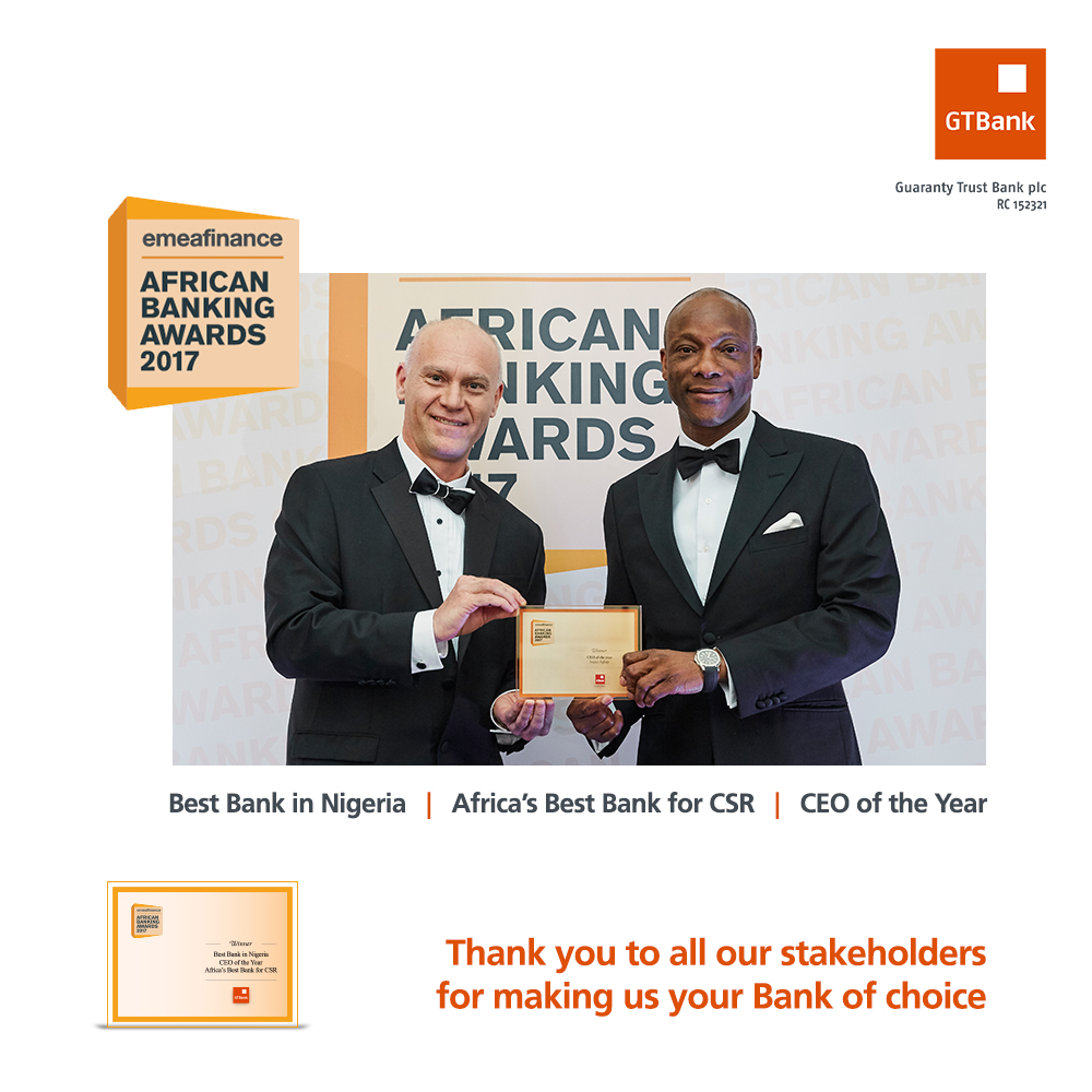GTBank Wins Nigeria’s Best Bank & Africa’s Best Bank for CSR at EMEA ...