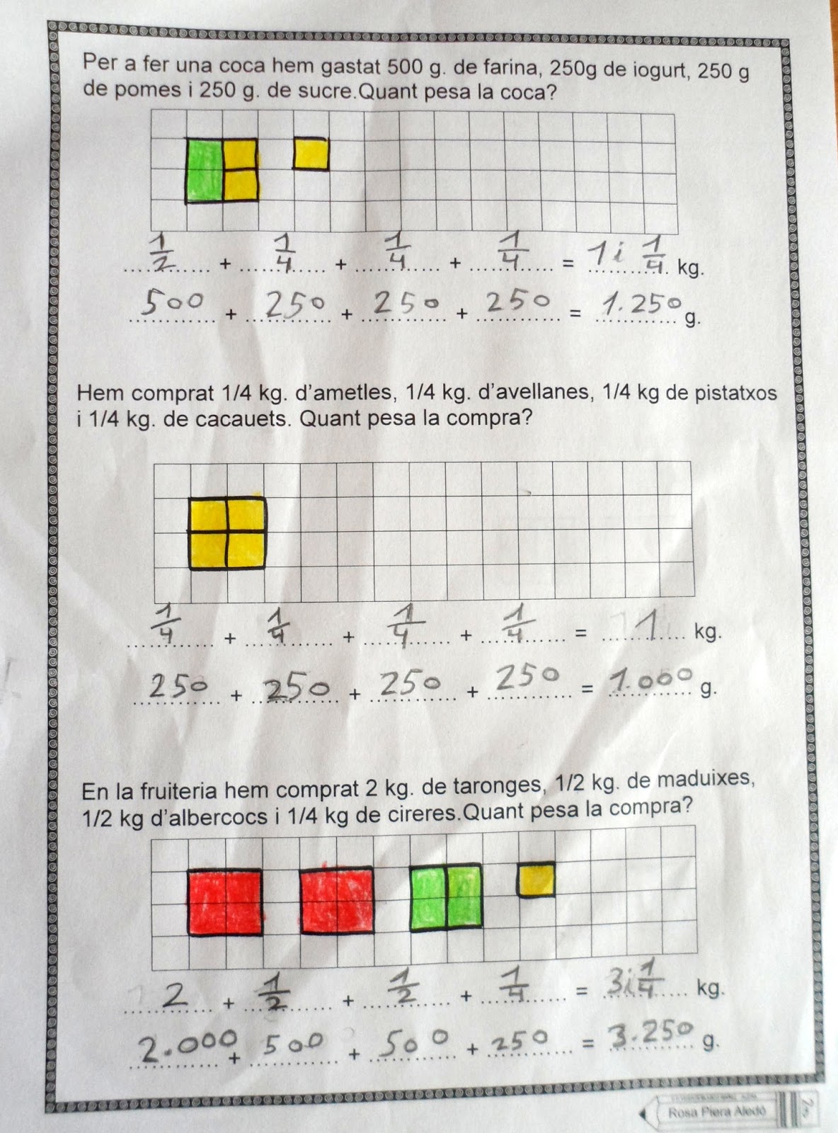 EXPLORADORS DE PRIMER: Equivalències amb unitats de pes EXPLORADORS DE PRIMER: Equivalències amb unitats de pes