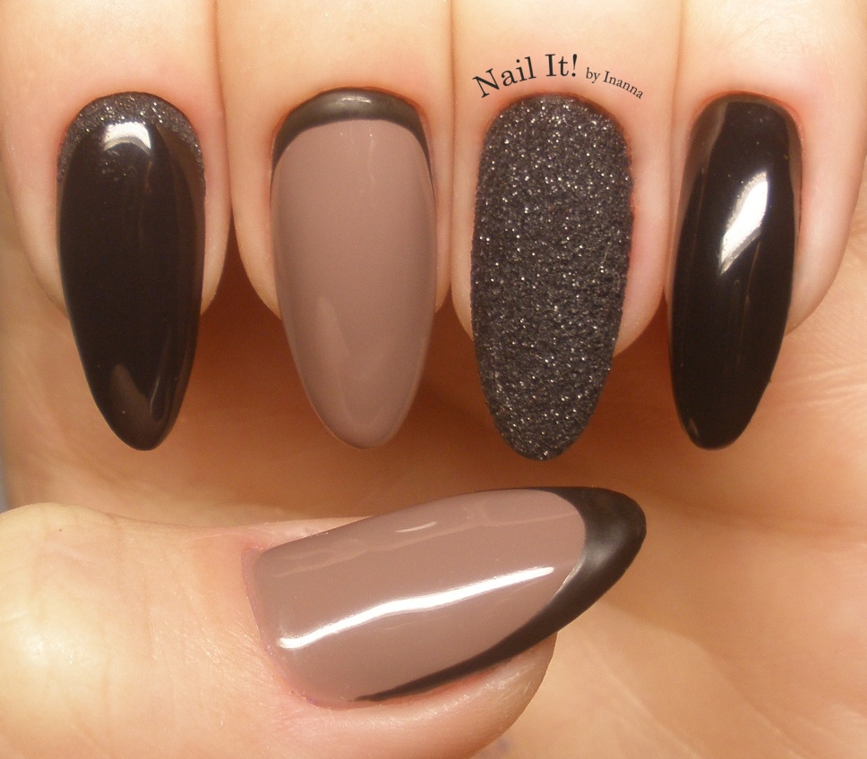 Indigo Nails Black Snow Effect nail art (with "My Fav Bag" Gel Polish ...