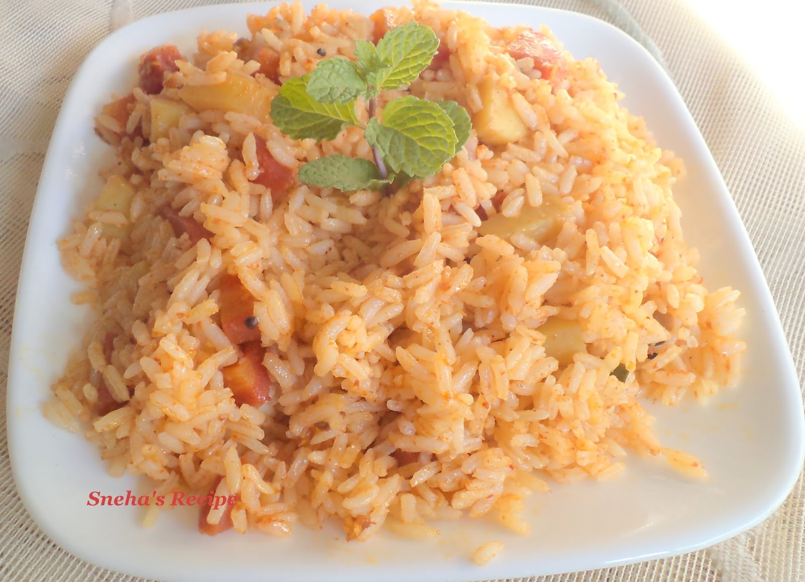 Breakfast - Leftover Rice & Sabzi - Quick Schezwan Rice - Sneha's Recipe