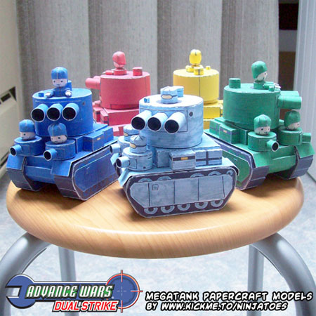 Papercraft - Advance Wars - Megatank Blue, Black, & Green ...