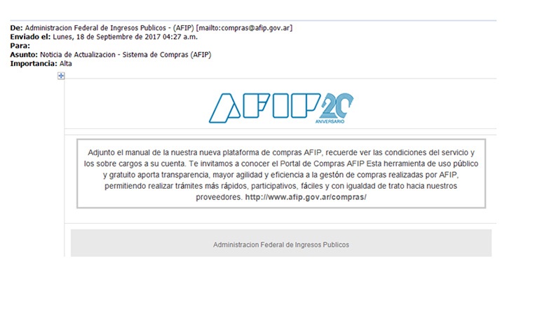 Falsos correos de AFIP