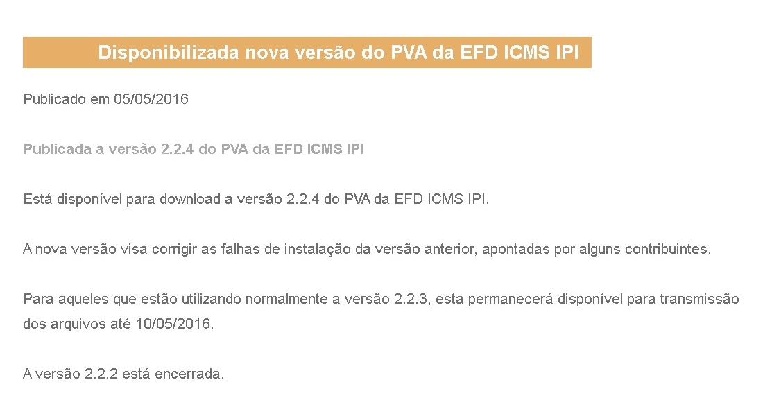 SPED PLANET : Escrituração Fiscal Digital - EFD ICMS IPI - Versão 2.2.4