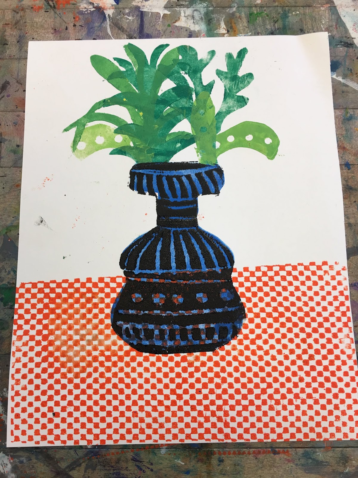 Art Room Blog: Printmaking a Fern Vase...