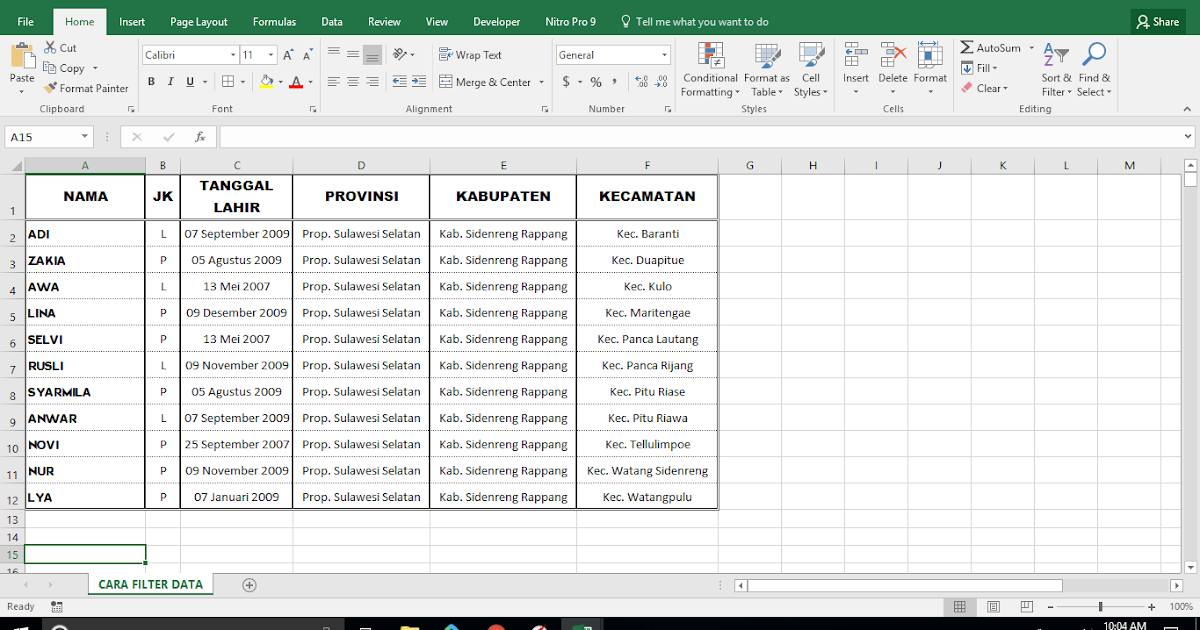 Cara Mengelompokkan Data di Microsoft Excel 2016