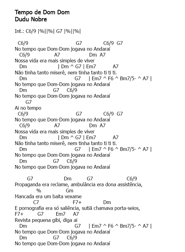Cavaquinho Meu Dom: Tempo de Dom-Dom - Dudu Nobre - Cifra Cavaquinho Meu Dom: Tempo de Dom-Dom - Dudu Nobre - Cifra
