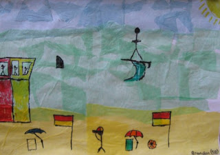 The Primary School Art Room: Tissue Paper Collage Beach Scenes