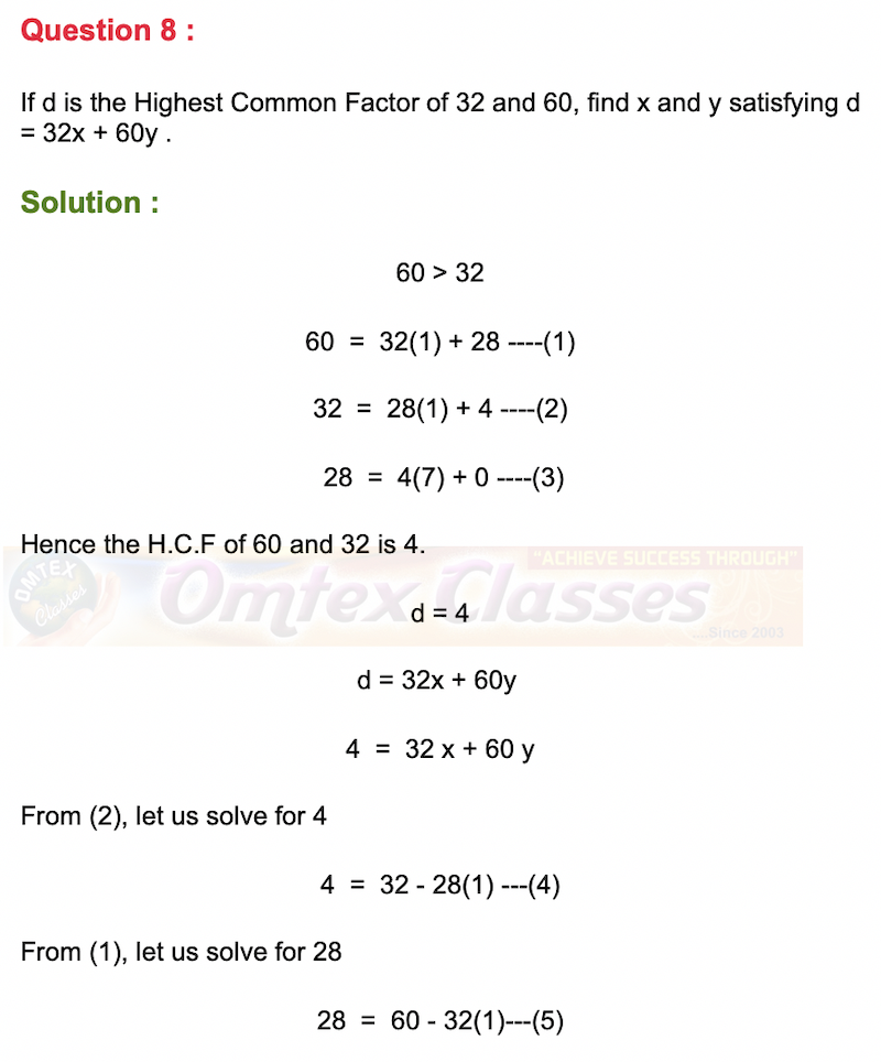 OMTEX CLASSES: If d is the Highest Common Factor of 32 and 60, find x ...