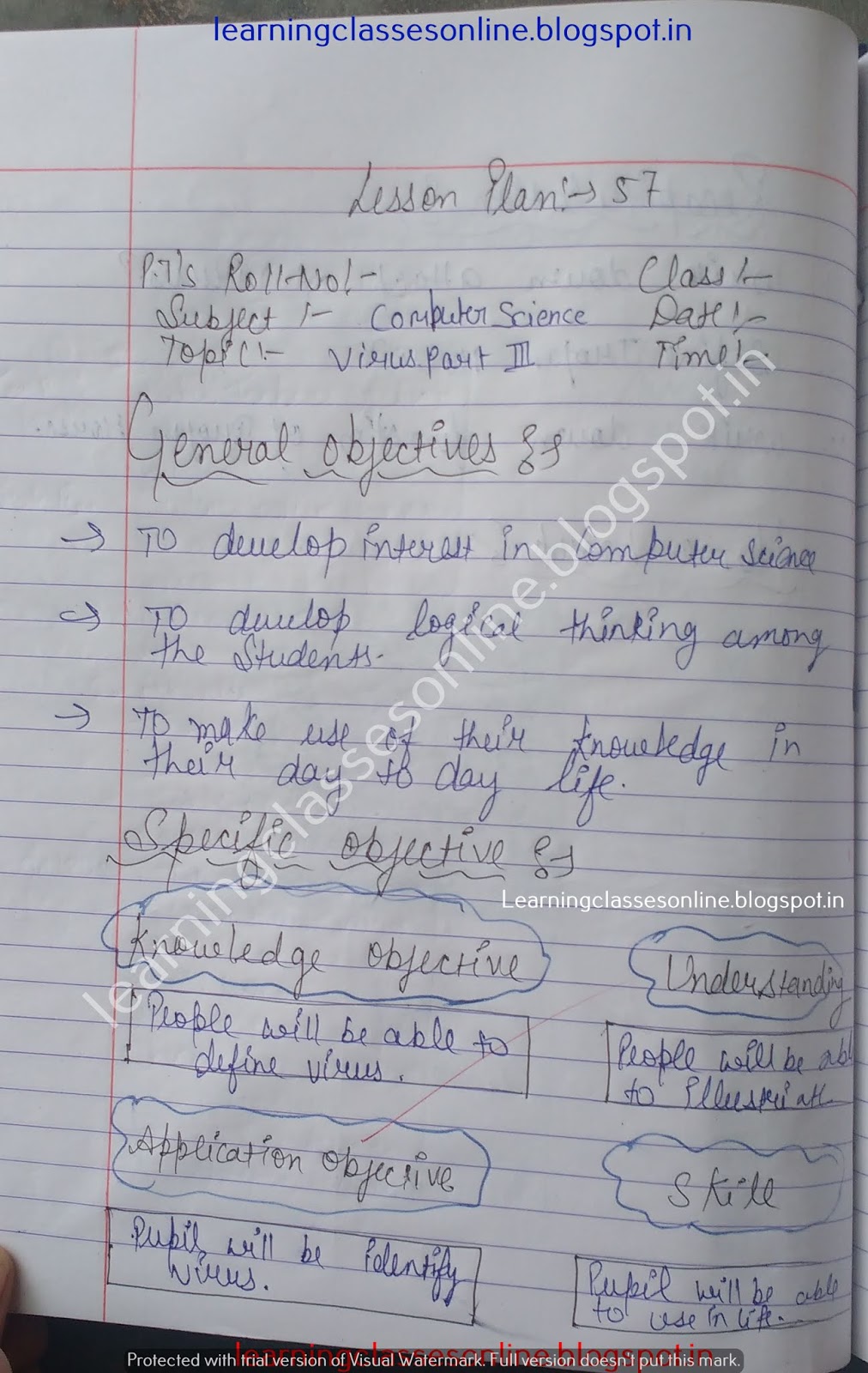 Lesson Plan For Computer Science For B Ed on the virus (Part III)