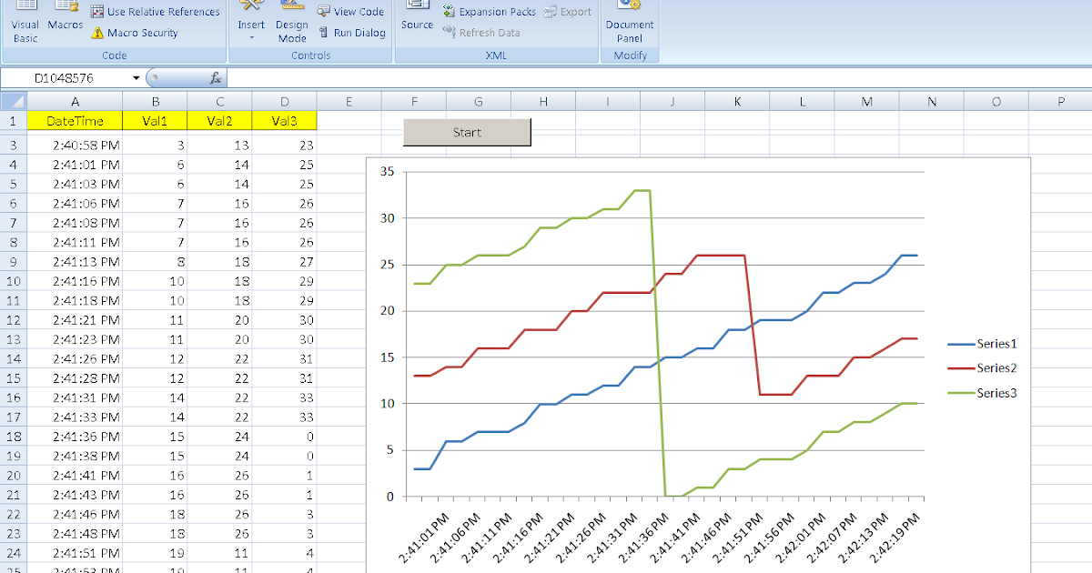 Aplikasi - Realtime Modbus Excel Graph - HadiSCADA