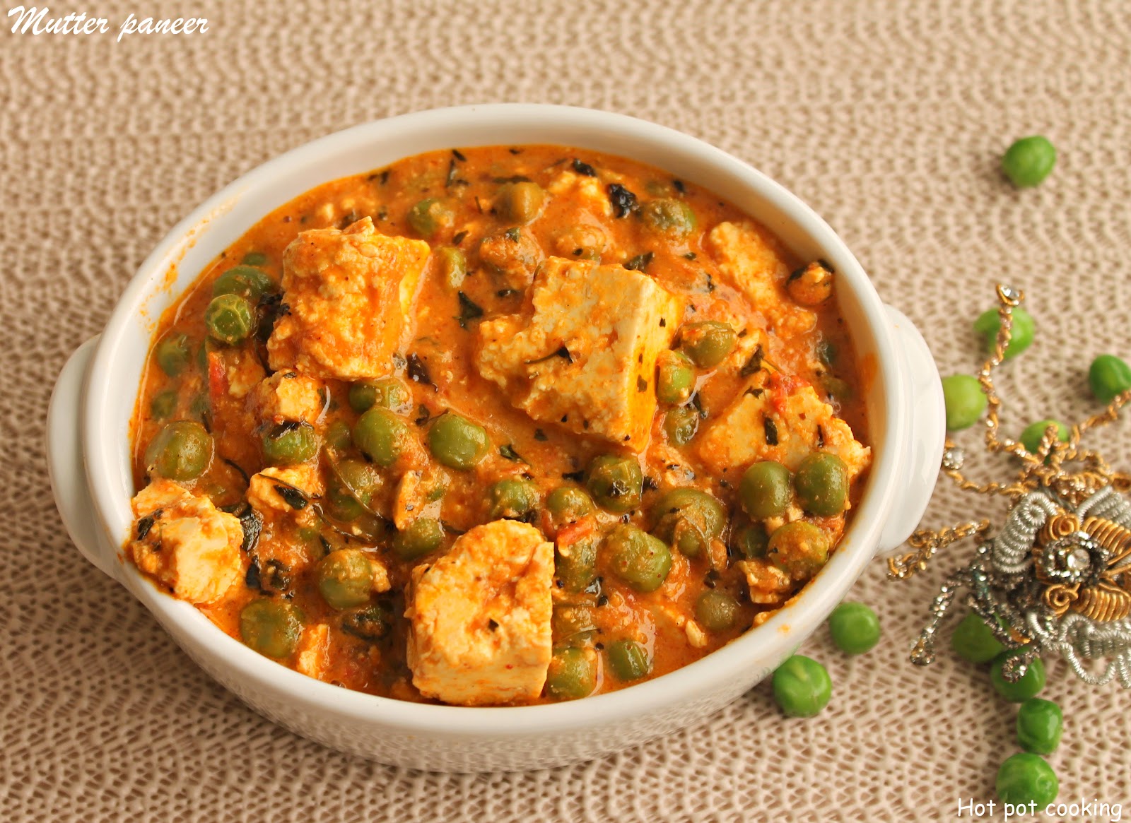 Hot pot cooking: Mutter panner | Panner peas masala