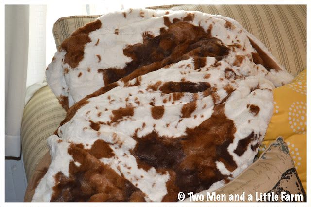 Two Men and a Little Farm: FUZZY FAUX COWHIDE BLANKETS