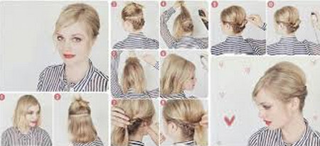 Tatanan rambut pendek untuk pesta paling mudah untuk dibuat