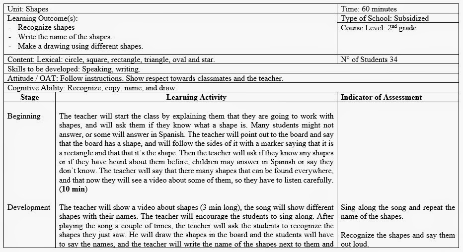 Methods' Portfolio: Final Exam Lesson Plan