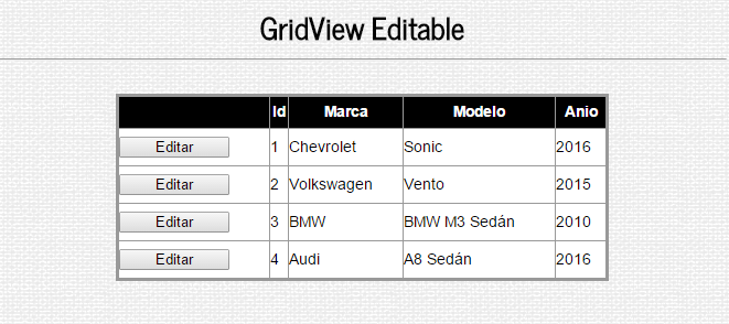 GridView Editable en ASP.Net y C# GridView Editable en ASP.Net y C#