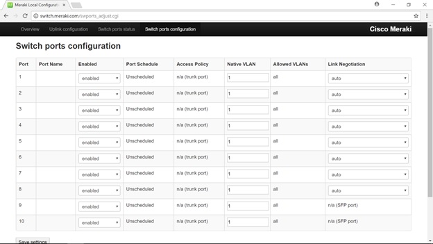 My Network Lab: Configuring Meraki MS Cloud Managed Switch