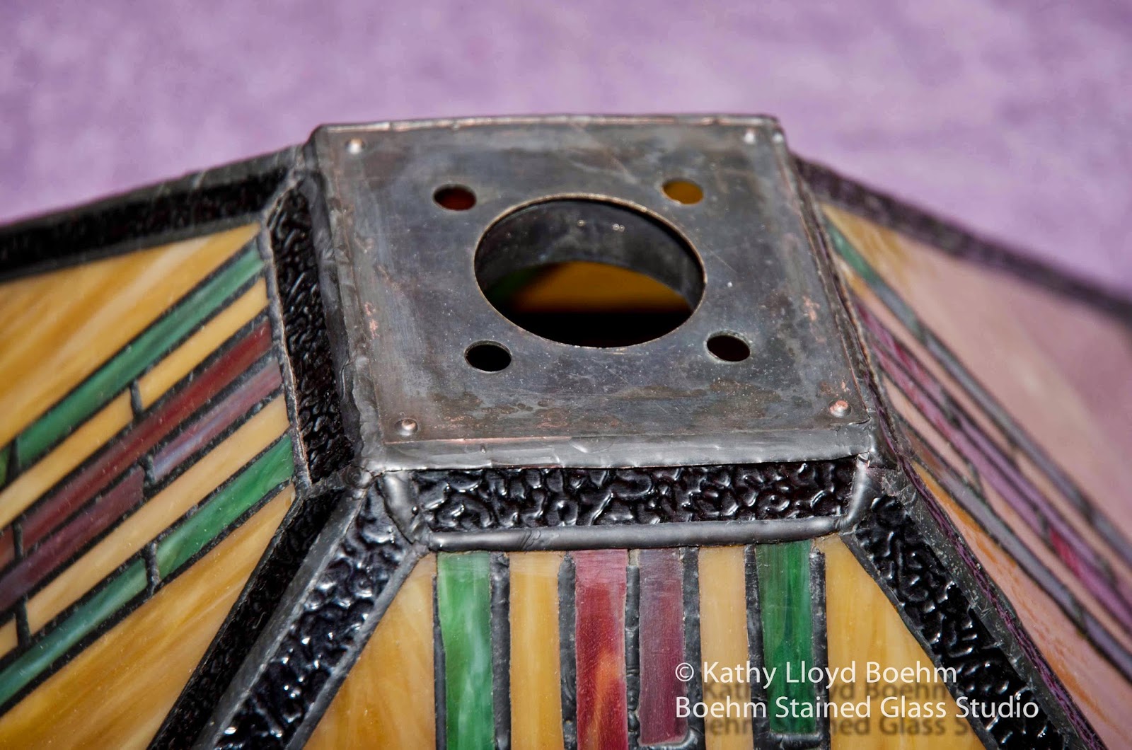 Boehm Stained Glass Blog: Replacing Cap onto Stained Glass Lamp