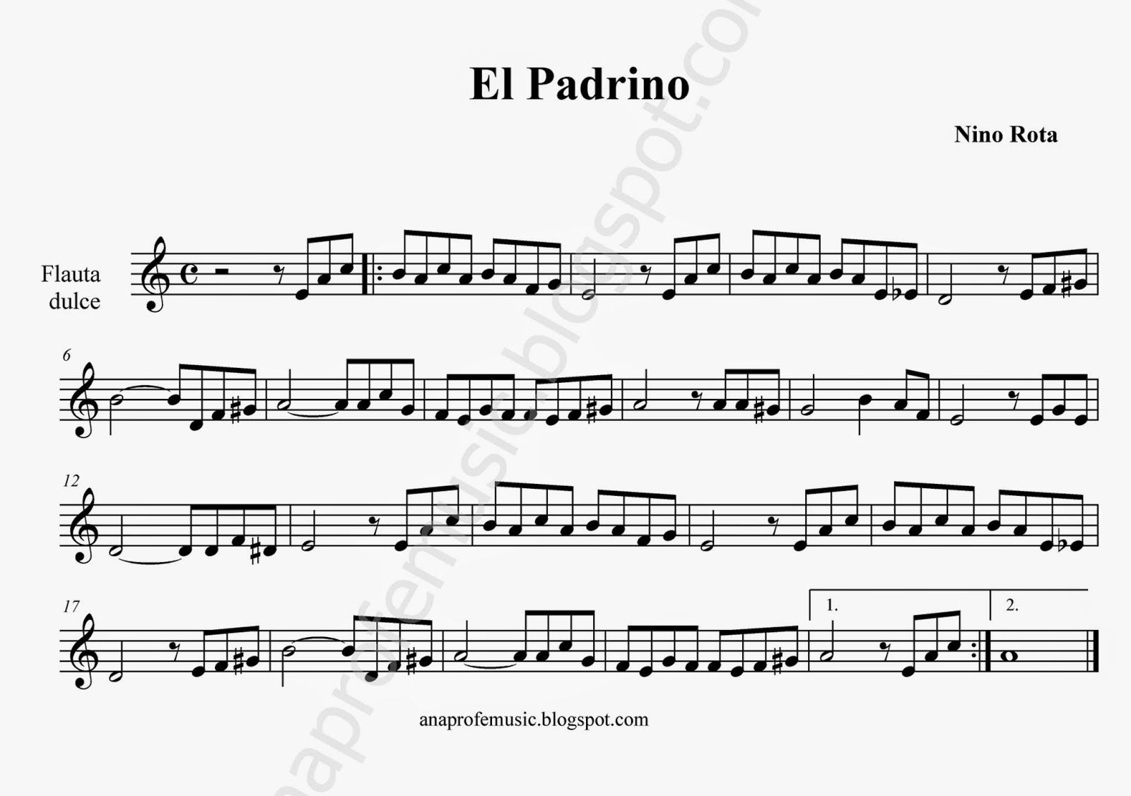 AnaProfeMusic: Partitura banda sonora El Padrino - Godfather sheet music