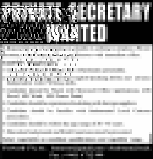 Vacancy for a Private Secretary