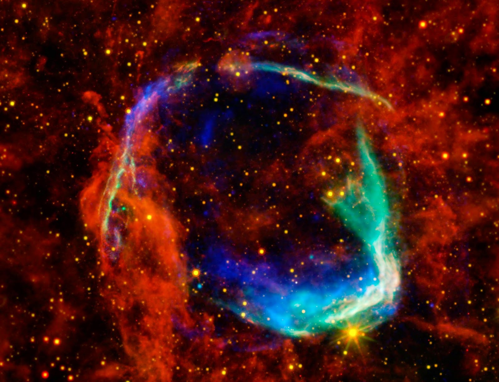 Astronomy Cmarchesin: Multicoloured view of supernova remnant