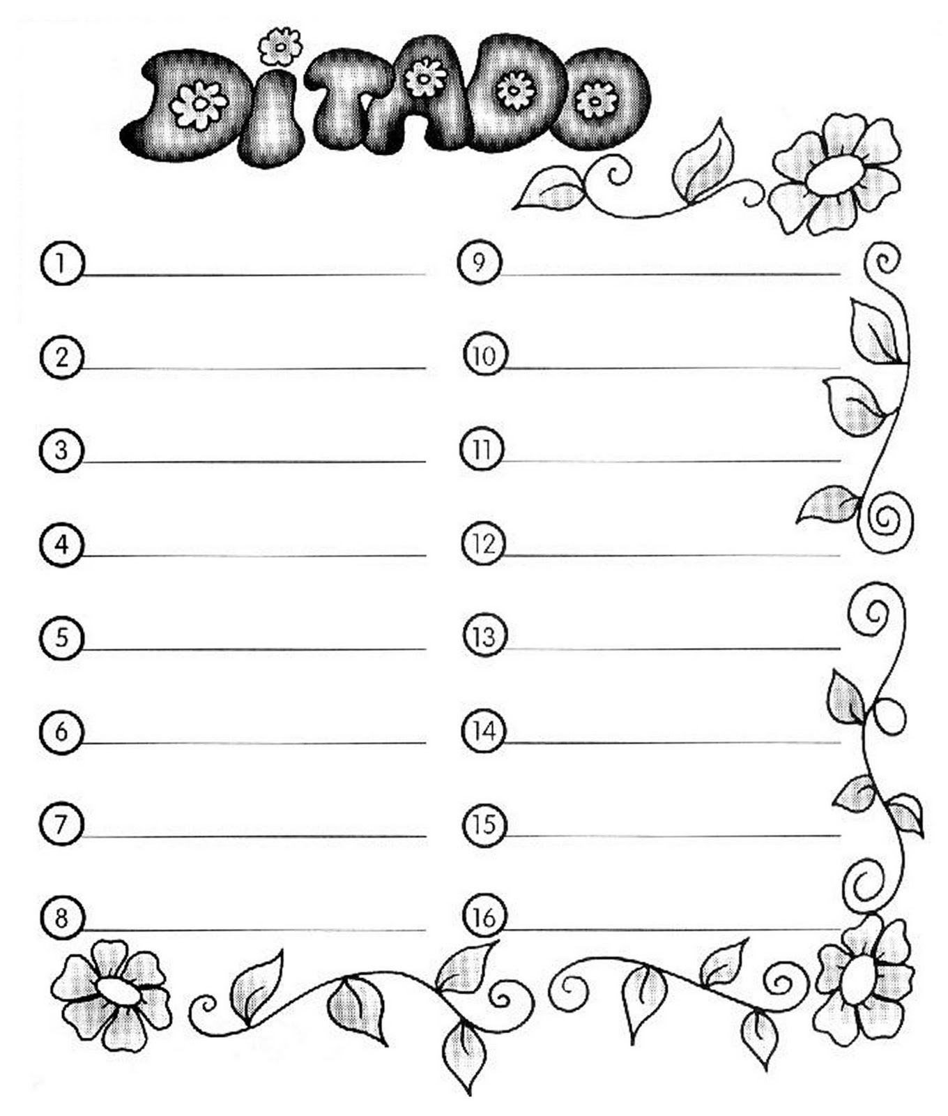 Minhas Atividades Pedagógicas: Folhas para Ditado