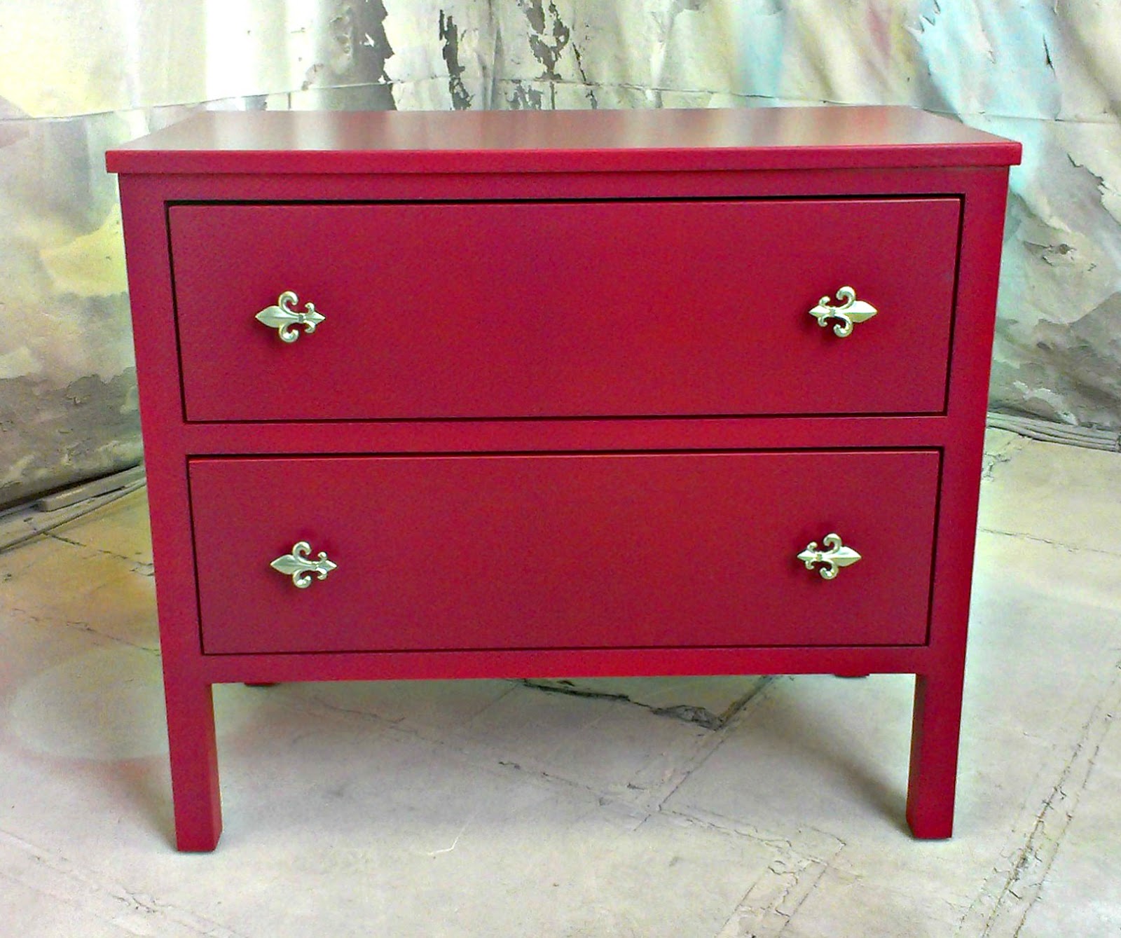 Sydney Barton - Painted Furniture: Deep Red Chest with Pattern Overlay