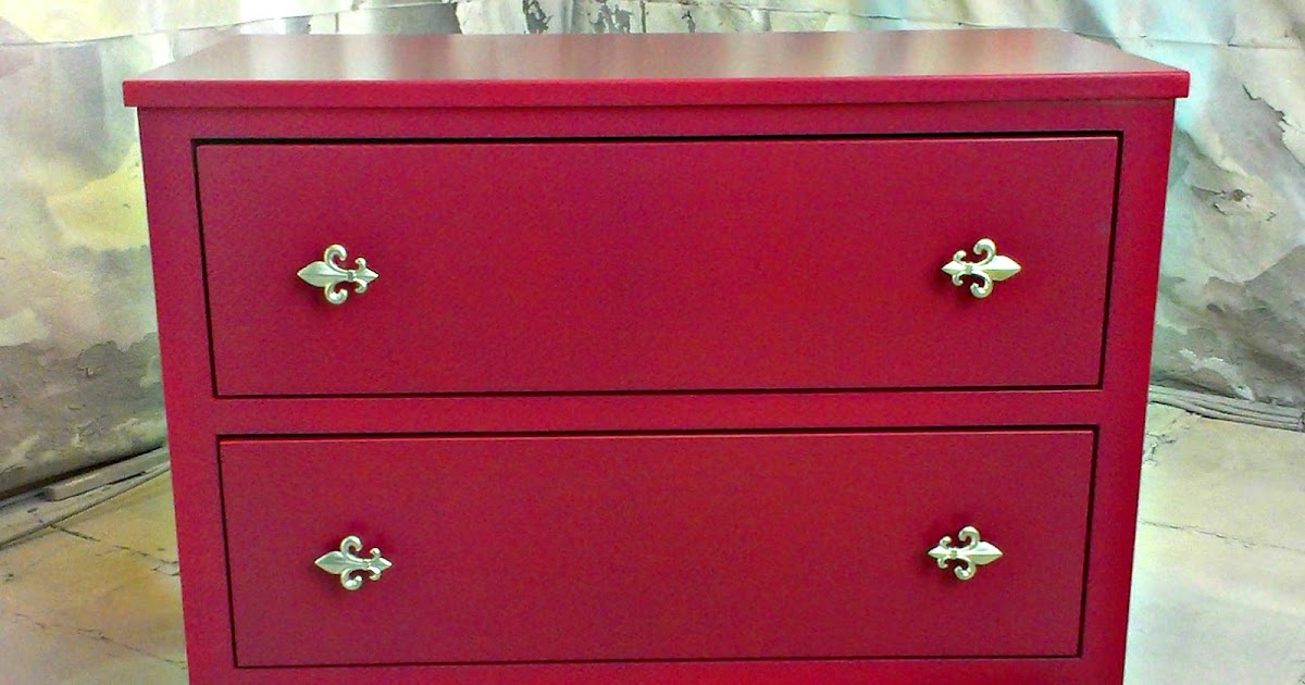 Sydney Barton - Painted Furniture: Deep Red Chest with Pattern Overlay