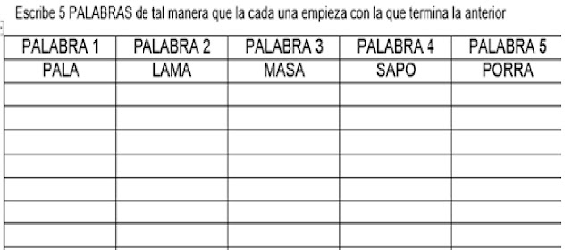 APRENDAMOS CON ROSA Y SUSSY : Cadena de Palabras.