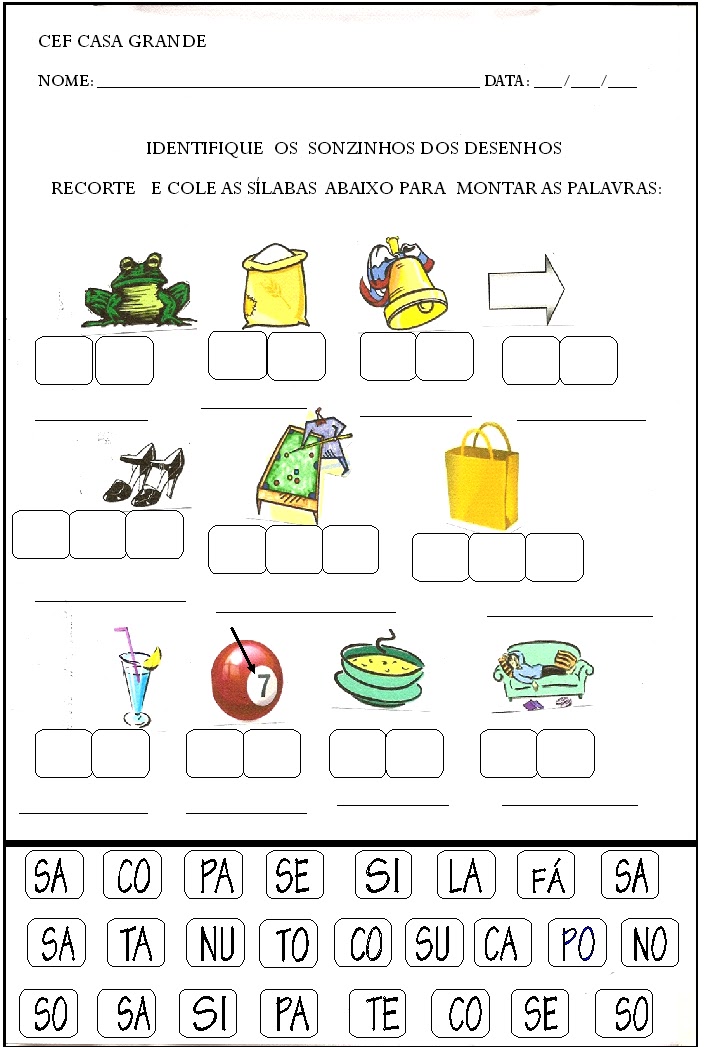 CED Casa Grande: ATIVIDADES PARA ALUNOS SILÁBICOS 1° ANO