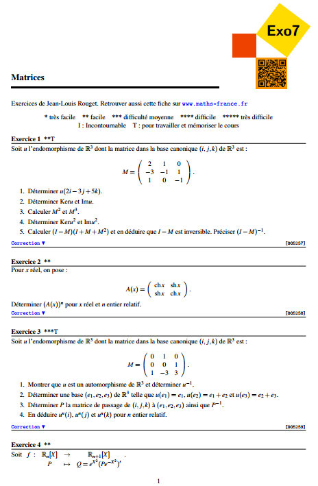 exercices corrigés les matrices - ExoSup exercices corrigés les matrices - ExoSup