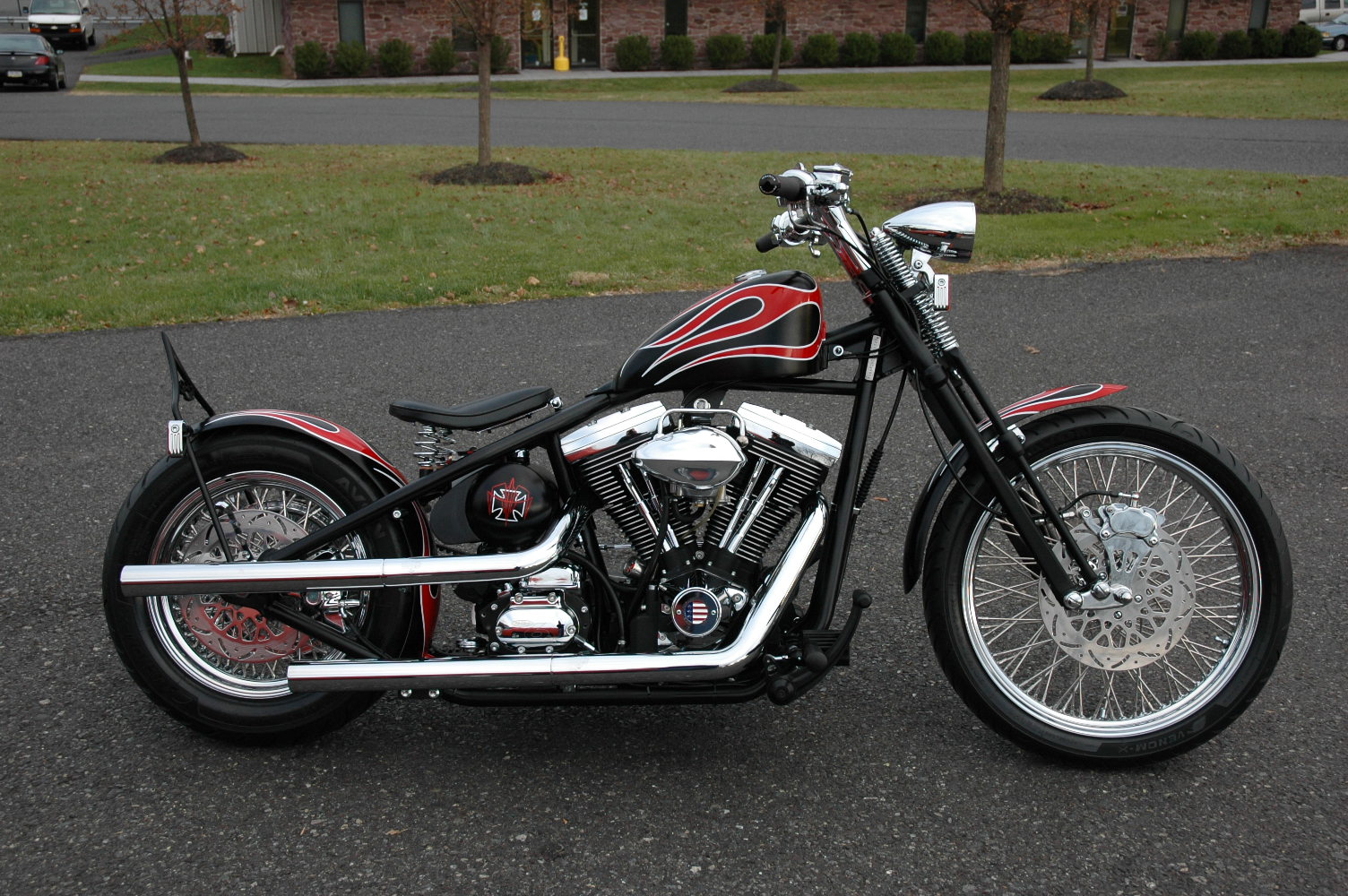 biker excalibur II: RED FLAMES HARLEY POWERED BOBBER by American ...