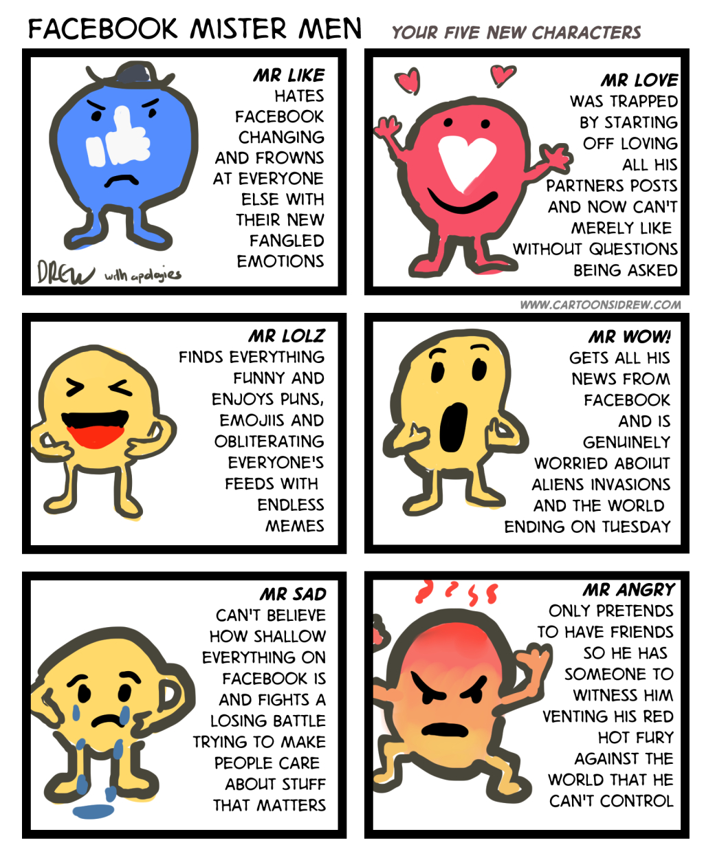 Cartoons I Drew: Facebook Reactions