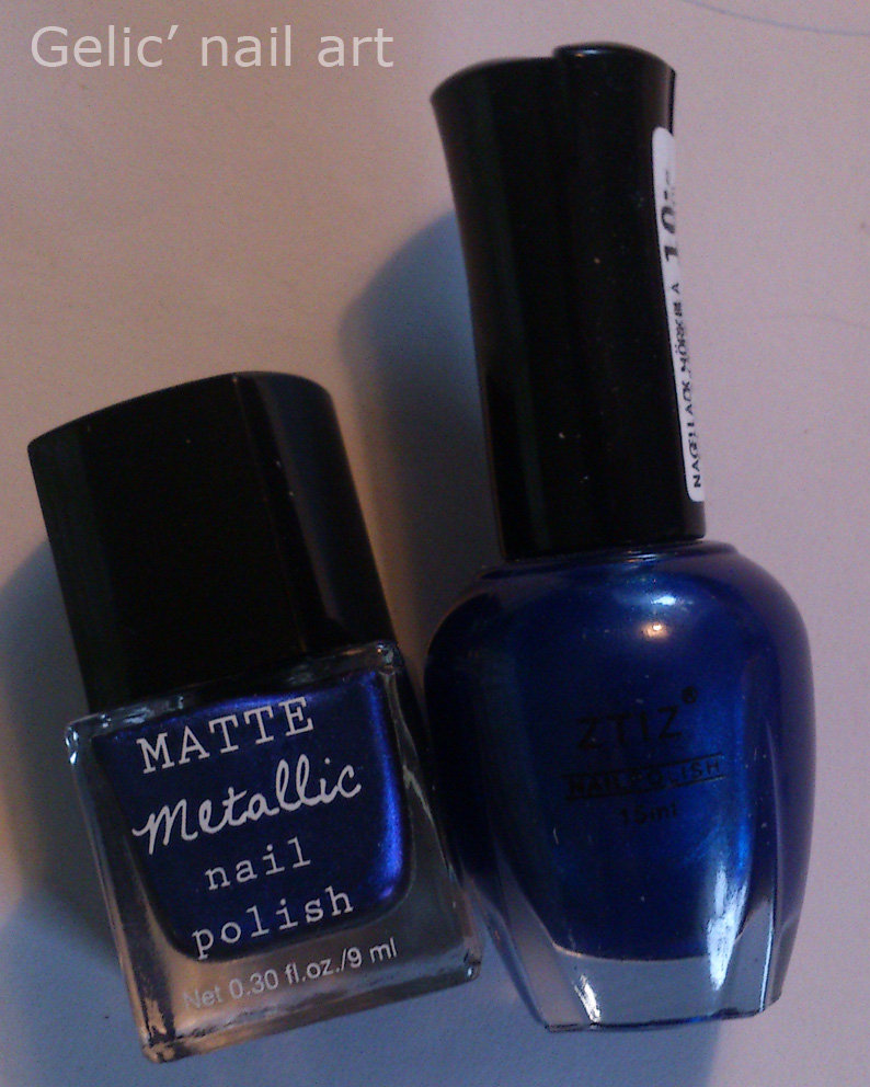Gelic' nail art: 31DC2013 Day 5; Matte and shiny layered in blue