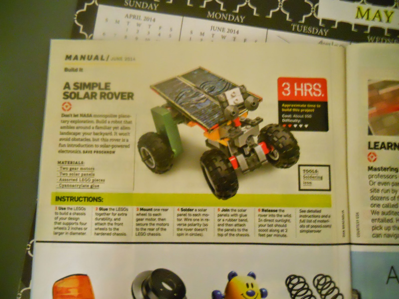 The Brick Bucket: "A Simple Solar Rover" LEGO model in Popular Science