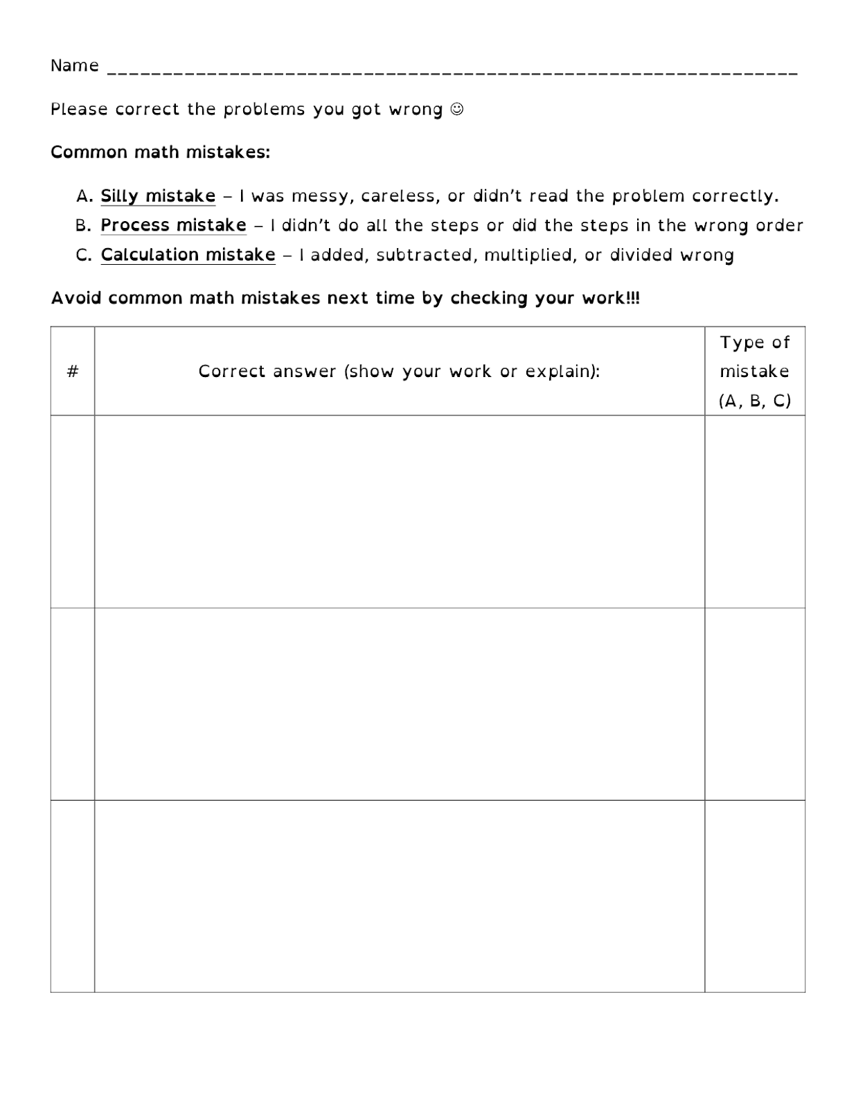 Learning From Mistakes in Math | Mrs. Maiolo's 3rd Grade