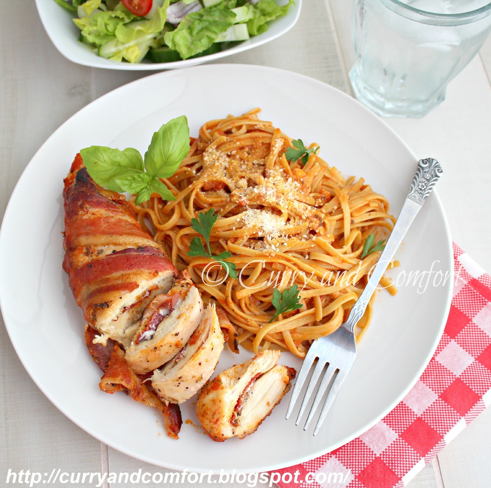 Kitchen Simmer: Pizza Stuffed Bacon Wrapped Chicken with Pasta (Day 3 ...