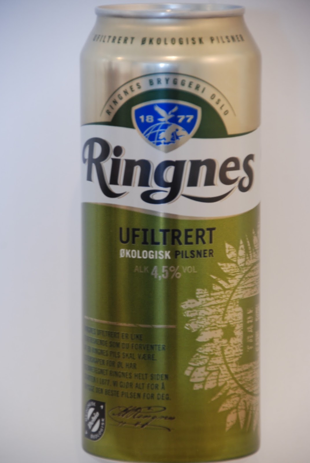 pils: Ringnes Ufiltrert Økologisk Pilsner