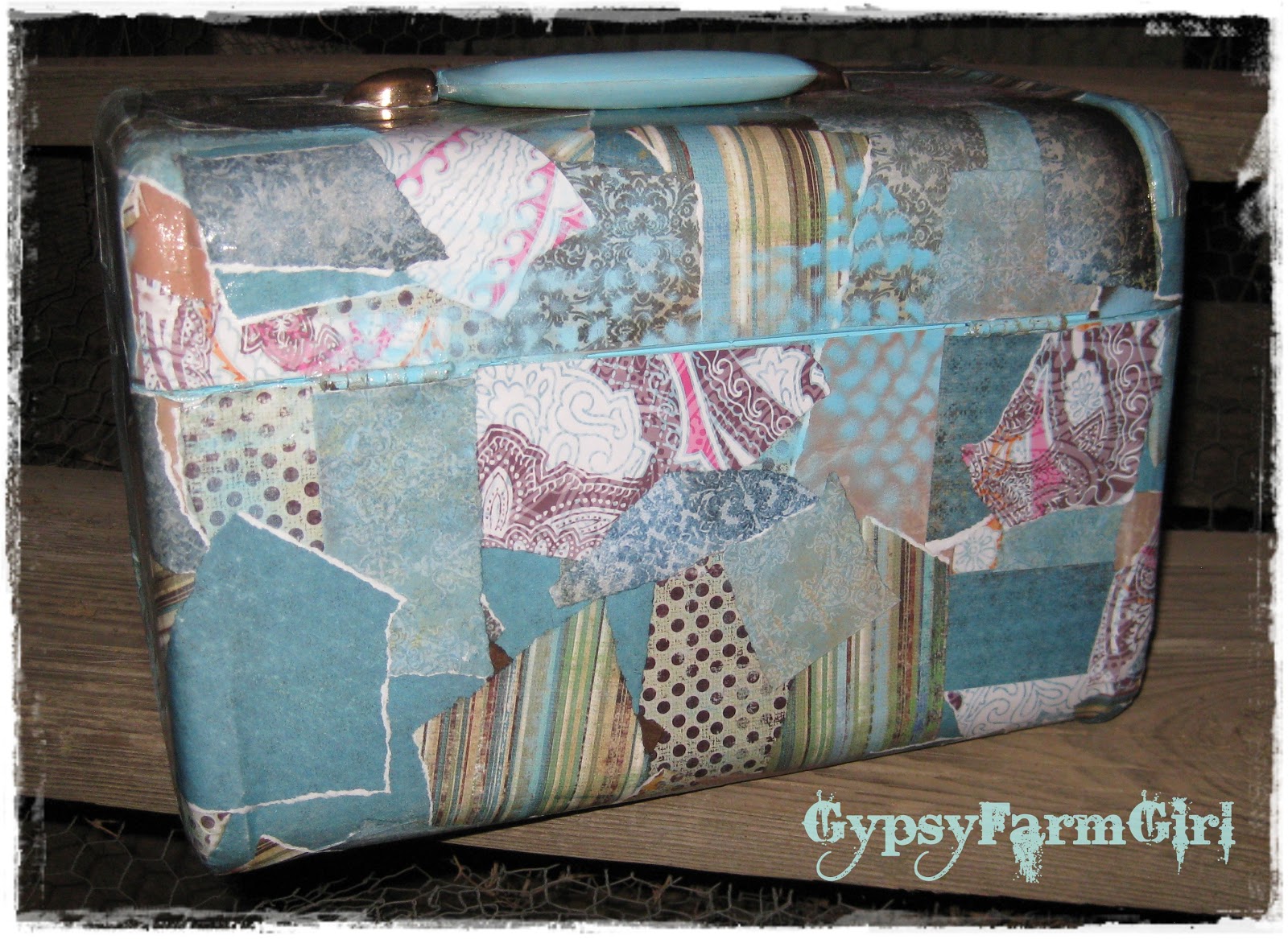 GypsyFarmGirl: A Stinky Suitcase Makeover with Mod Podge & Burlap