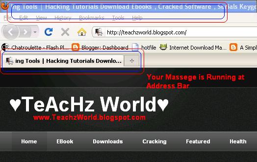 Scrolling Title in Browser title bar for blogspot ~ ♥TeAcHz World♥