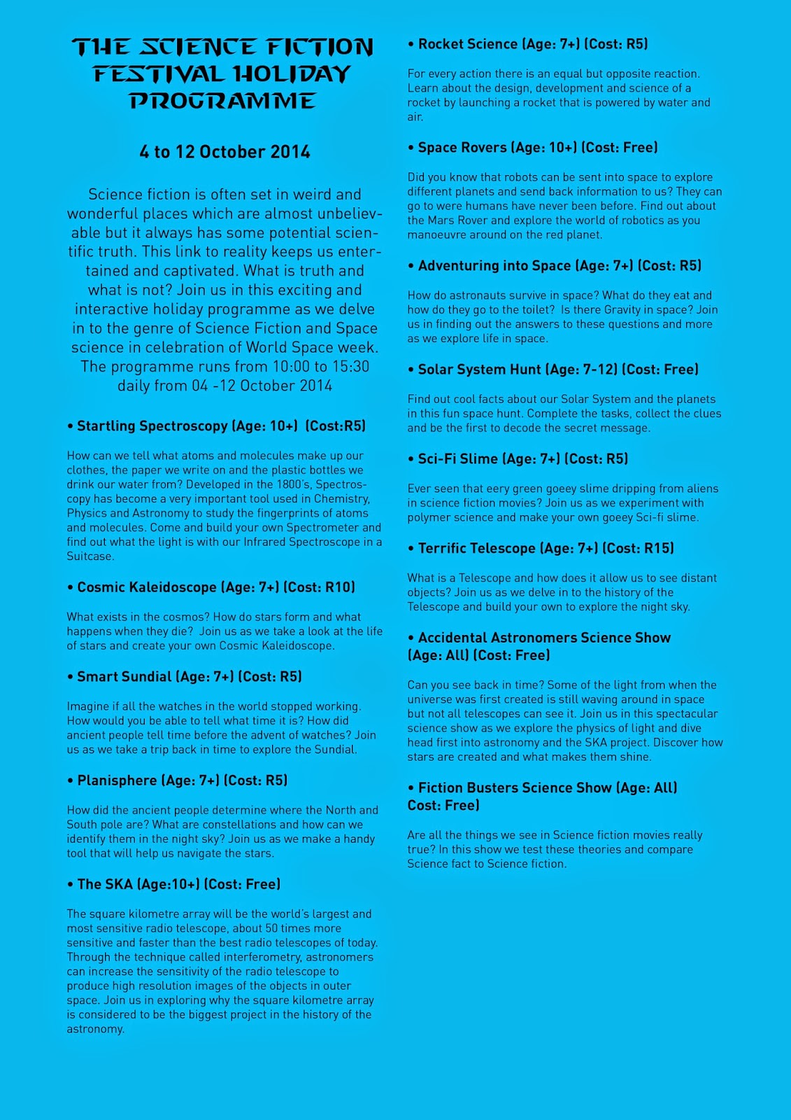 BK Publishing: Science fiction at Sci-Bono